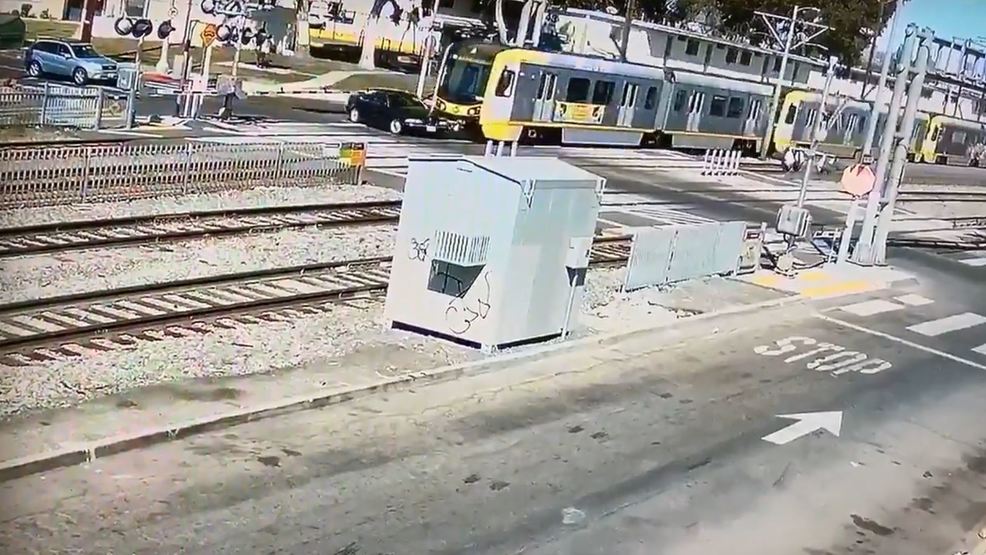 VIDEO: Train hits car in LA, driver walks away | KMPH